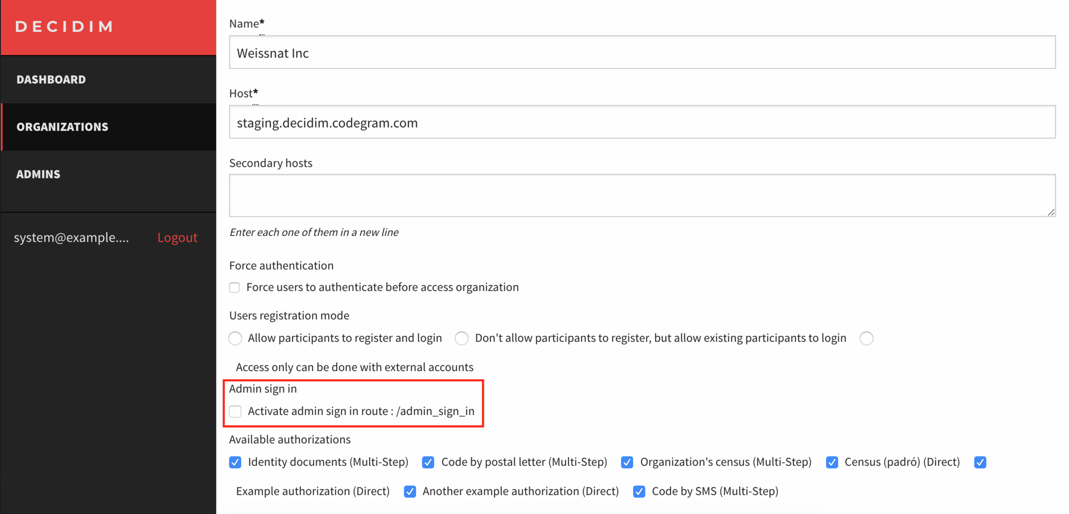 Configurable special login route for admins - Propose new features - Propose new functionalities ...